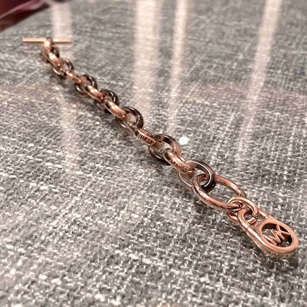 Michael Kors Rose Gold Tone And Tortoise Link Toggle … - Gem